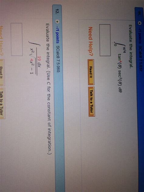 solved evaluate the integral integral 0 pi 4 tan 4 theta