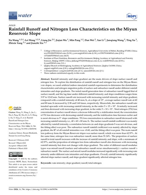 Rainfall Runoff And Nitrogen Loss Characteristics Pdf Surface Runoff Erosion