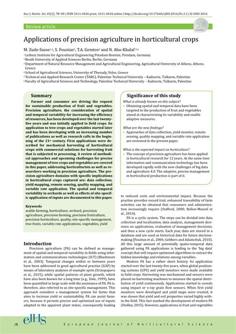 Pdf Applications Of Precision Agriculture In Horticultural Crops