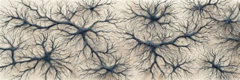 Neurons Resemble Tree Branches In A Top Down View On A Muted Canvas Showcasing Intricate