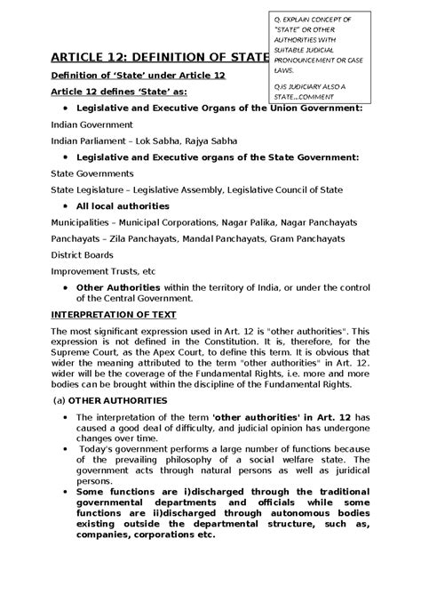 Article 12 Aricle 12 Of Indian Constitution Article 12 Definition