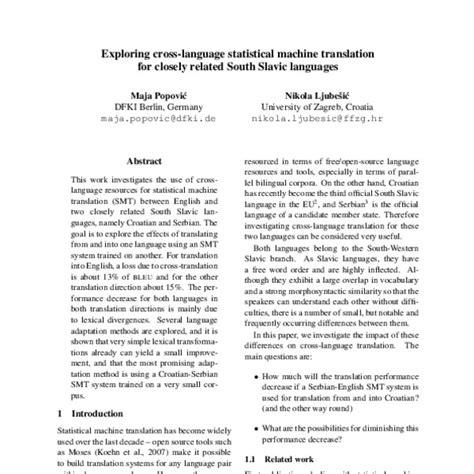 Exploring Cross Language Statistical Machine Translation For Closely