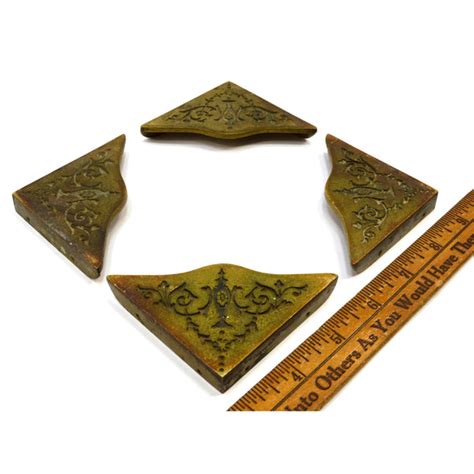 Antique Ornate Brass Corners Lotset Of 4 Decorative Edge Hardware Che