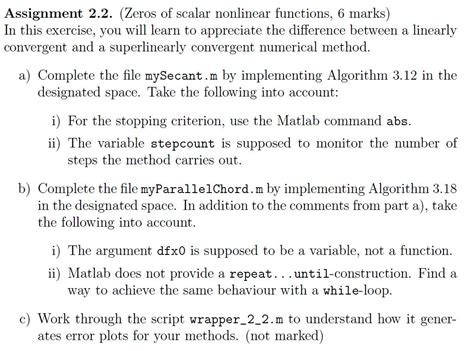 assignment 2 2 zeros of scalar nonlinear functions