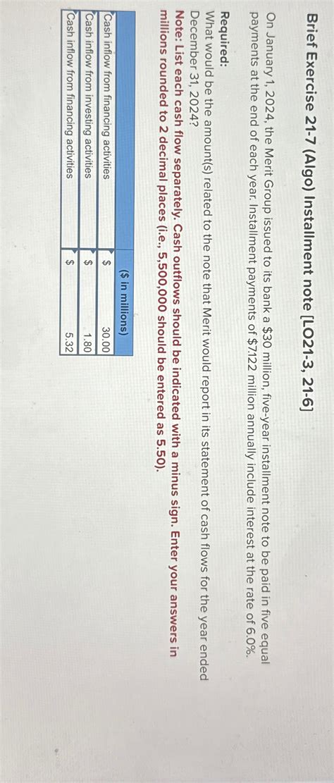 Solved Brief Exercise Algo Installment Note Chegg Com