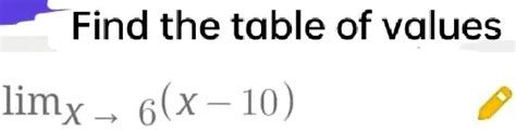 Solved Find The Table Of Values Limx 6x 10