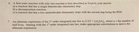 Solved A First Order Reaction With Only One Reactant Is Chegg