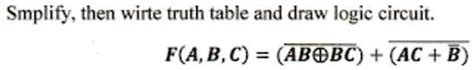 solved simplify then write truth table and draw logic circuit f a b