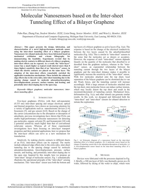 Molecular Nanosensors Based On The Inter Sheet Tunneling Effect Of A