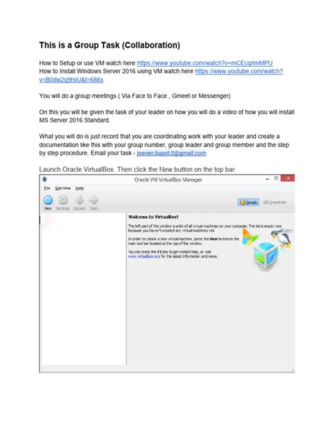 task install windows server 2016 in vmbox pdf