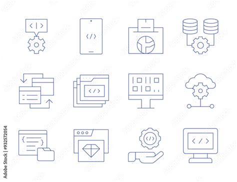 Programming Icons Thin Line Style Editable Stroke Coding Api