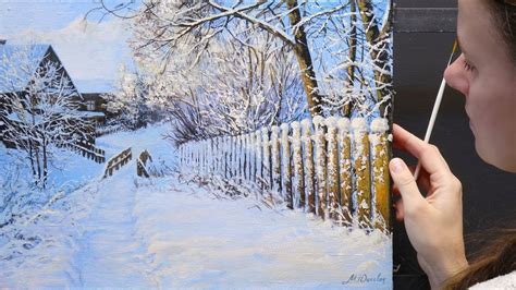 Acrylic + Oil. How to Paint a Winter Landscape | Живопись Акрил +Масло ...