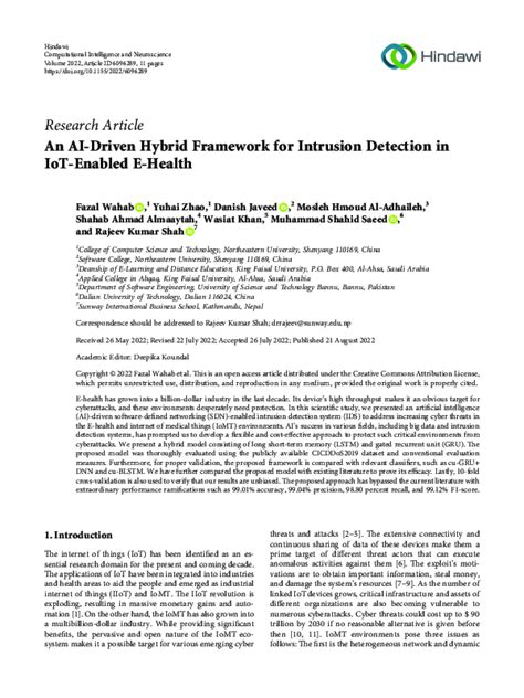 pdf an ai driven hybrid framework for intrusion detection in iot