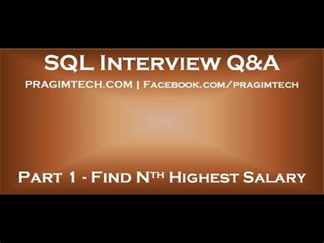 Part How To Find Nth Highest Salary In Sql QuadExcel