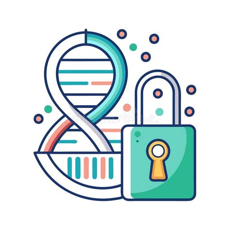 Securing Genetic Data Conceptual Illustration Of Dna Strand And Padlock Stock Vector