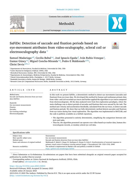 Pdf Safide Detection Of Saccade And Fixation Periods Based On Eye Movement Attributes From