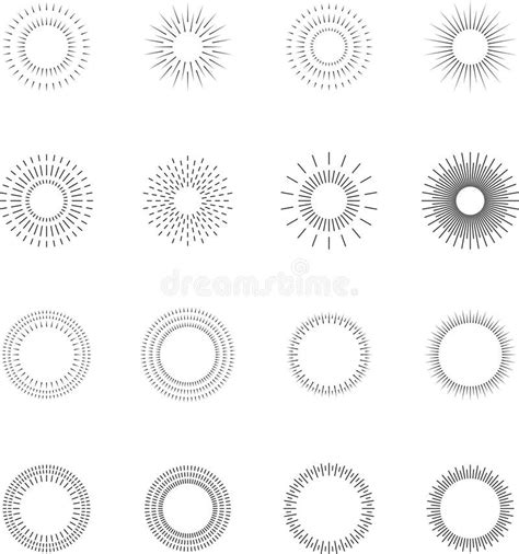 Vintage Sunburst Set Bursting Rays Sunrise Firework Starburst Blast
