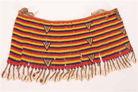 Bata Tribe Beaded Apron With Geometric Motifs And Cowrie Shells African Tribal