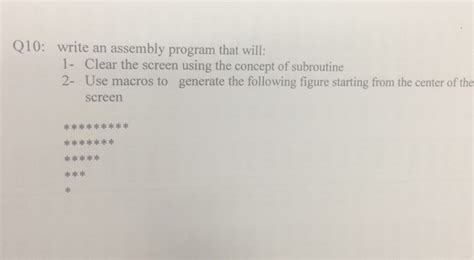 Q10 Write An Assembly Program That Will 1 2 Clear