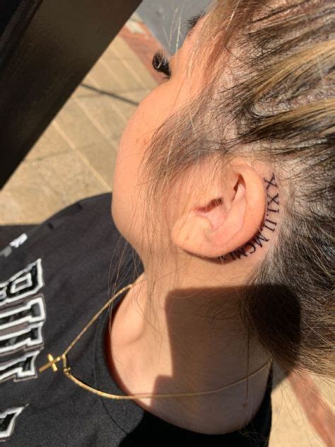 Behind The Ear Tattoo Ideas Roman Numerals