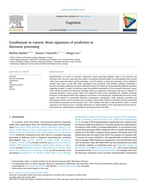 Pdf Conditionals In Context Brain Signatures Of Prediction In