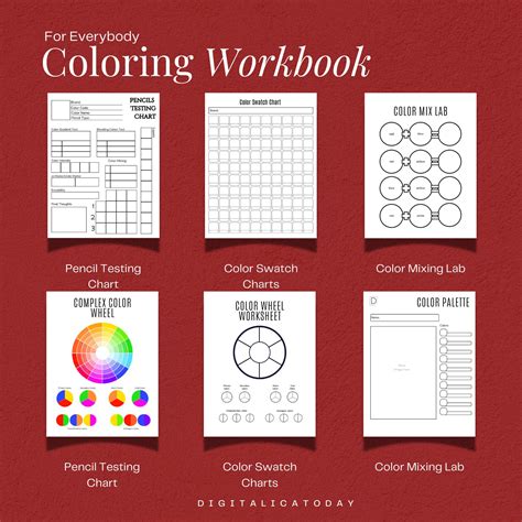 Color Theory Workbook Bundle Coloring Swatch Charts Pencil Testing