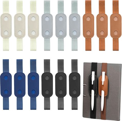 Amazon Com Aswewamt 15 Pcs Elastic Notebook Band Holders PU Leather Adjustable Pen Loop With