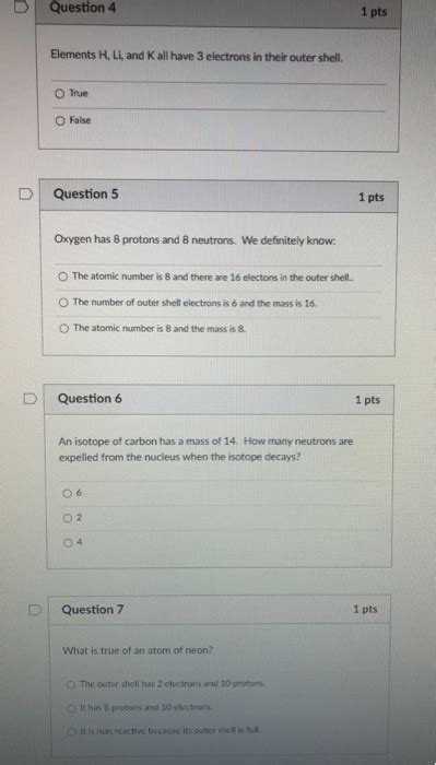 Solved D Question 4 1 Pts Elements H Li And K All Have 3
