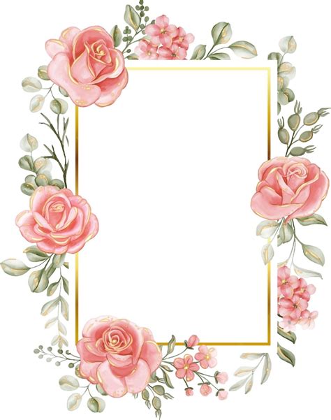 Moldura Floral De Ouro Rosa Rosa Moldura De Flores Para O Fundo Vetor Premium