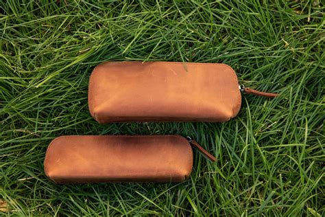 Leather Pencil Case Brown Pencil Case Leather Pen Case Leather Etsy