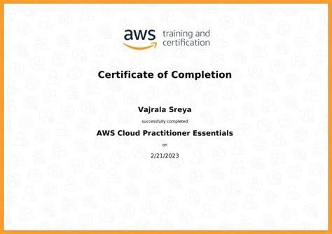 Vajrala Sreya On Linkedin Aws Cloud Practitioner Essentials Certificate