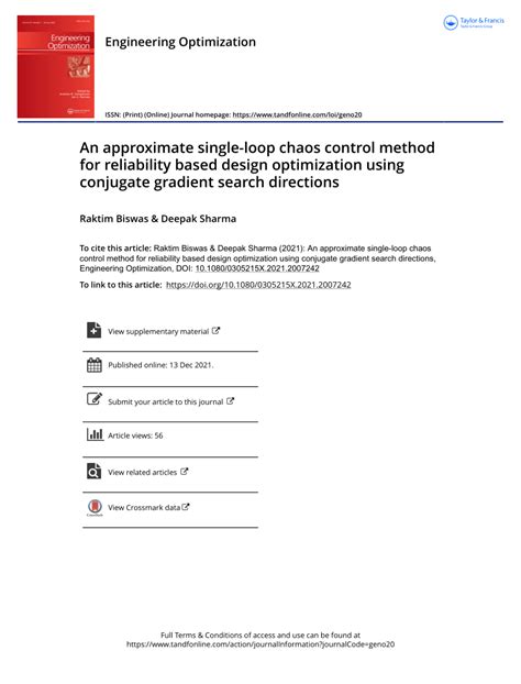Pdf An Approximate Single Loop Chaos Control Method For Reliability
