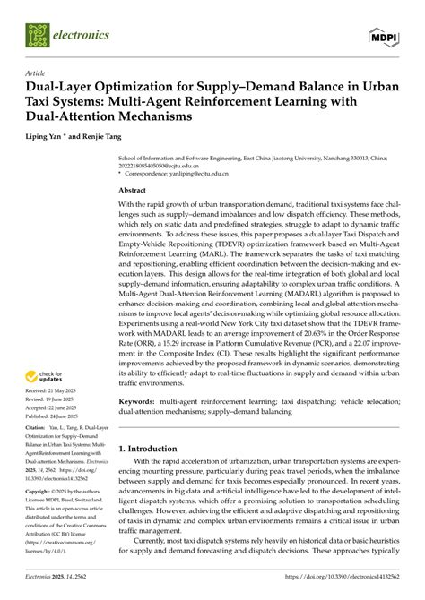 Pdf Dual Layer Optimization For Supplydemand Balance In Urban Taxi Systems Multi Agent