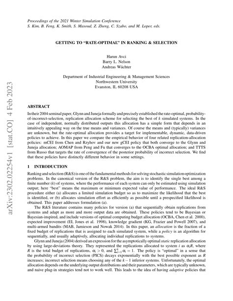 Pdf Getting To Rate Optimal In Ranking And Selection