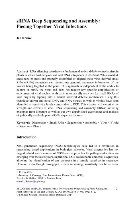Pdf Sirna Deep Sequencing And Assembly Piecing Together Viral Infections