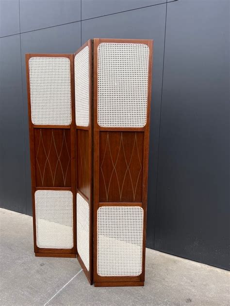 Mid Century Modern 3 Panel Folding Screen Or Room Divider For Sale At