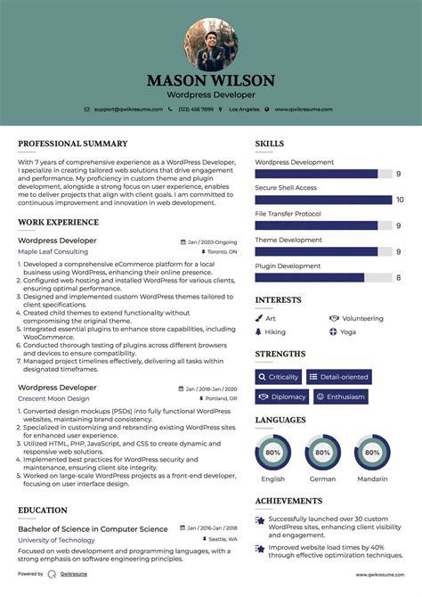 10 Wordpress Developer Resume Samples And Templates For 2025