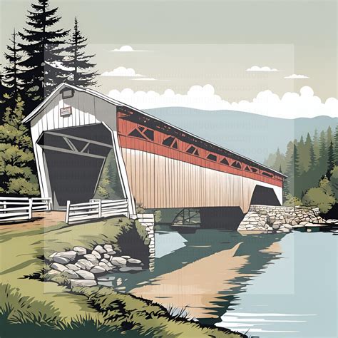 10 Covered Bridge Clip Art Printable Clipart  Digital Download
