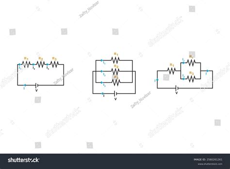 resistor circuit symbol series circuit connection stock vector royalty