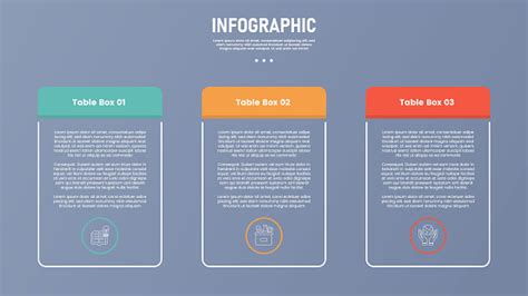 슬라이드 프리젠테이션을 위한 윤곽선 스타일이 있는 테이블 상자 컨테이너가 있는 3포인트 스테이지 또는 단계 인포그래픽 템플릿 인포그래픽에 대한 스톡 벡터 아트 및 기타