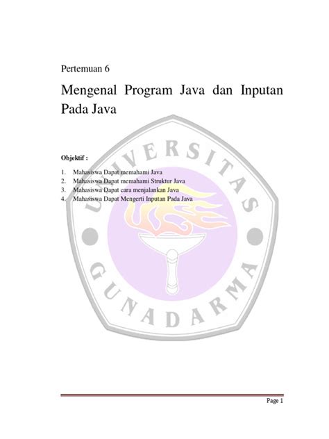 Pertemuan 6 Mengenal Program Java Dan Inputan Pada Java Pdf