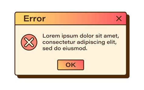 벡터 복고풍 증기 파 모달 창입니다 그라데이션 오류 대화 상자 창 그리운 Ui 레트로 컴퓨터 인터페이스 오류 메시지 1990 1999 년에 대한 스톡 벡터 아트 및 기타