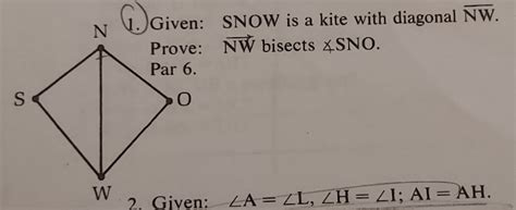 Geometry Kite Diagonal Two Column Proof : r/askmath