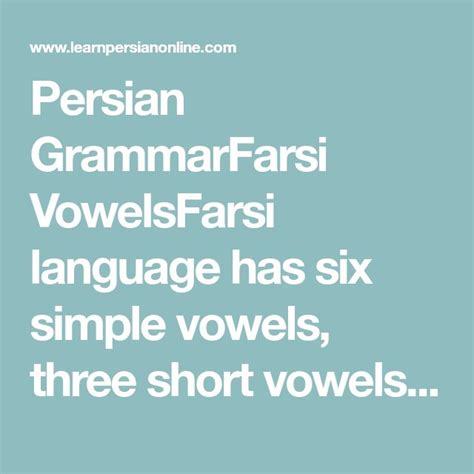 Farsi Vowels Learn The Essential Sounds Of The Persian Language
