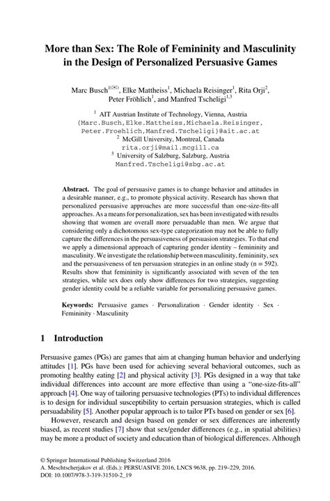 PDF More Than Sex The Role Of Femininity And Masculinity In The Design Of Personalized