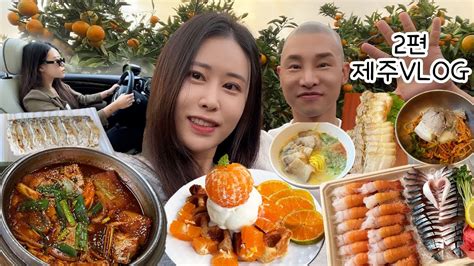 제주vlog 나 집에 안 갈래~ 먹고 싶은 거 다 먹었던 제주여행 끝🍊자매국수 감귤크로플 갈치조림 고등어회 딱새우회
