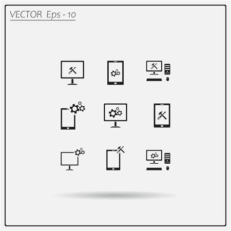 premium vector set of computer equipment icons video computers symbol