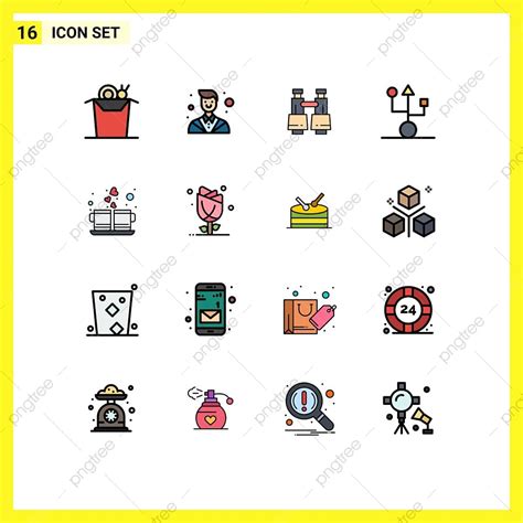 Modern Set Of 16 Flat Color Filled Lines And Symbols Such As Heart Celebrate Heart Lawyer Png