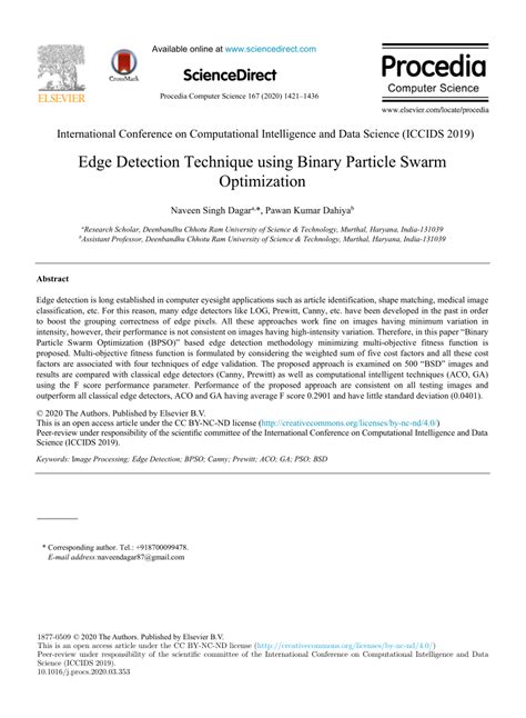 Pdf Edge Detection Technique Using Binary Particle Swarm Optimization