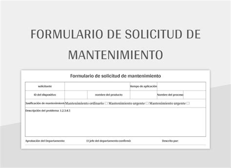 Plantilla De Formato Excel Formulario De Solicitud De Mantenimiento Por
